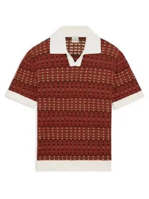 Drole De Monsieur Short-sleeved Polo With Retro Knit Design - Red