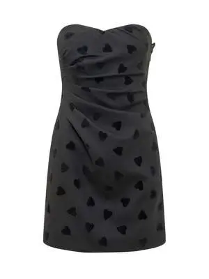 Celine Mini Strapless Bustier Dress With Heart Pattern - Black