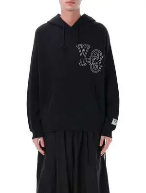 Y3 Oversized Embroidered Logo Hoodie - Black
