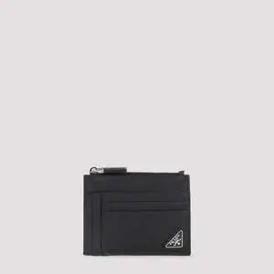 Prada Mini Leather Credit Card Case 12cm X 9cm - Black