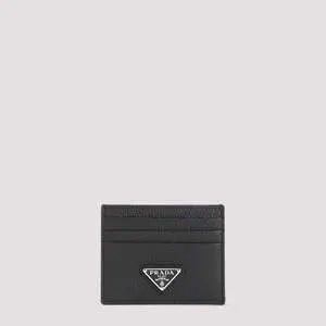 Prada Mini Leather Card Holder - Black