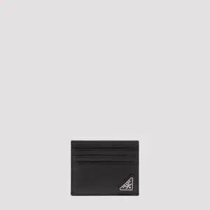Prada Mini Leather Card Holder - Black