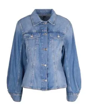Liu Jo Button-front Jacket With Classic Collar - Den.blue Reverse Was