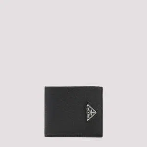 Prada Mini Leather Wallet 11cm X 9.5cm X 1.5cm - Black