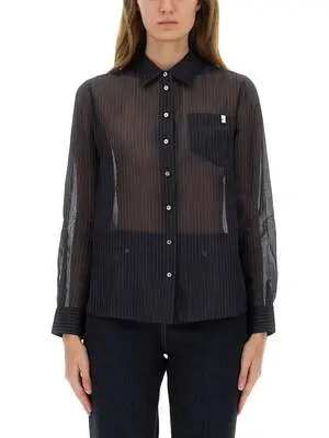 Tory Burch Striped Cotton Shirt - Blue