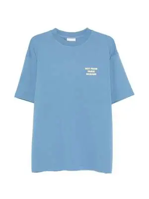 Drole De Monsieur Statement Slogan Interlock T-shirt - Blue