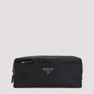 Prada Re-nylon And Saffiano Leather Travel Pouch - Black