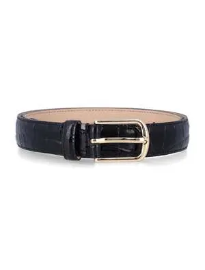 THE FRANKIE SHOP Dione Croc-embossed Leather Belt Height: 2.5 Cm - Black