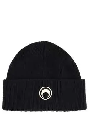MARINE SERRE Embroidered Logo Knit Beanie - Black