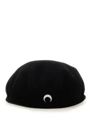 MARINE SERRE Logo Flat Top Round Wool Hat