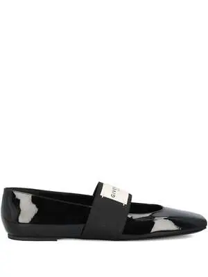 Givenchy Black Patent Leather Ballet Flats With Logo Tag