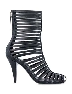Givenchy Caged Stiletto Ankle Boots In Leather - Black