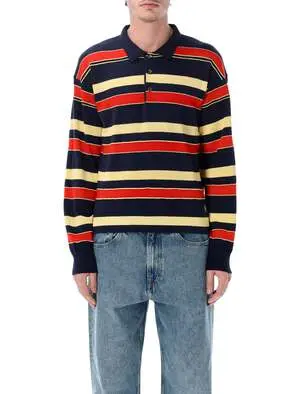 JW Anderson Knitted Striped Rugby Polo Top - Blue