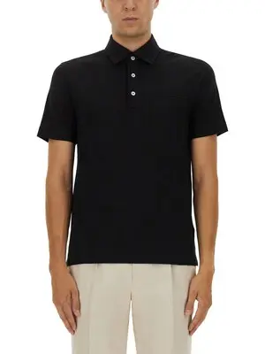 Zegna Cotton Polo Shirt With Pocket - Black
