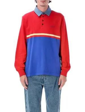 JW Anderson Striped Long Sleeve Polo Shirt - Rosso