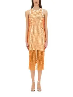 Moschino Mesh And Sequin Dress - Orange