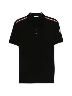 Moncler Tricolor Logo Polo Shirt For - Black