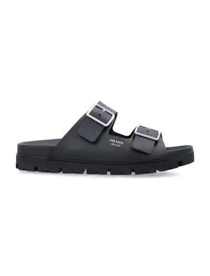 Prada Rubber Strap Buckled Sandals - Nero