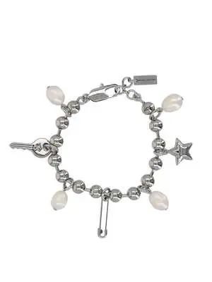 Marc Jacobs Beaded Charm Bracelet With Faux Pearl Accents