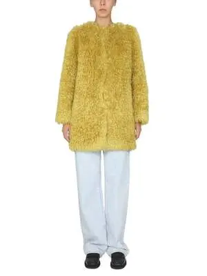 Lanificio Becagli Long Faux Fur Coat - Yellow