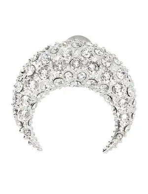 MARINE SERRE Large Crystal Crescent Moon Earrings - Silver