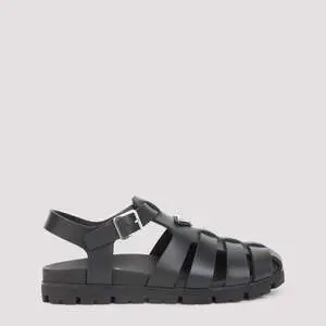 Prada Rubber Fisherman Sandals With Enameled Triangle Logo - Black