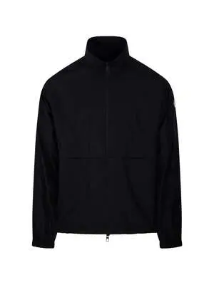 Moncler High Collar Zip Pocket Nylon Jacket - Nero