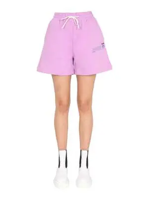 MSGM Mini Cotton Shorts With Elastic Waist