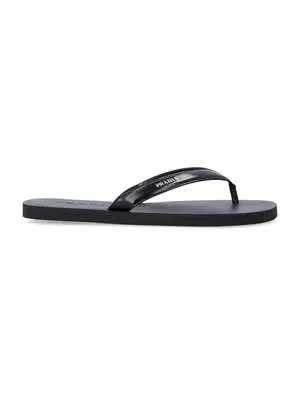 Prada Brushed Leather Flip Flops - Black