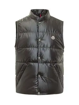 Moncler Sleeveless Mini Padded Vest With Button Details - Nero