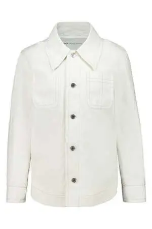 AMI Paris Worker Buttoned Jacket In Cotton - Blanccreme