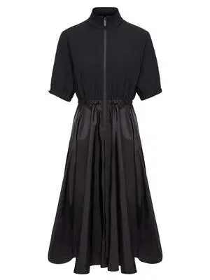 Moncler Mini Technique Skirt With Stand Collar And Zip Closure - Black