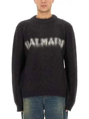 Balmain Logo-print Brushed-finish Jumper