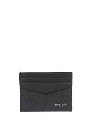Givenchy Logo Card Holder In Grained Leather - Nero