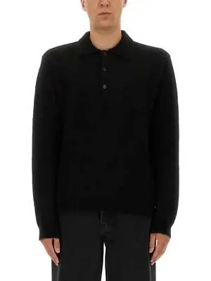 SUNFLOWER Polo-collar Sweater - Black