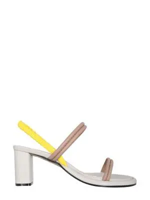 ALYSI Leather High Heel Sandals With Strappy Design - Beige