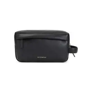 Givenchy Mini Leather Toilet Pouch Handbag 26cm X 14cm X 11cm - Black