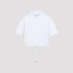 Moncler Cotton Polo Shirt With Drawstring Hem - White