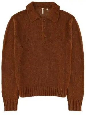 SUNFLOWER Knit Polo Sweater - Brown