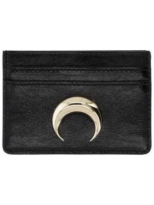 MARINE SERRE Moon Screenprint Leather Card Holder - Black