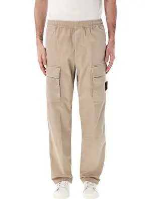 Stone Island Loose-fit Cargo Trousers With Elasticated Waistband Stretch Organic Cotton Twill - Desert
