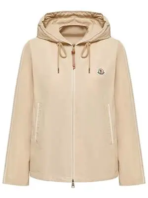 Moncler Hooded Jacket With Zip Closure - Beige