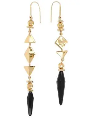 Isabel Marant Étoile Ida Earrings With Geometric Gold-tone And Onyx