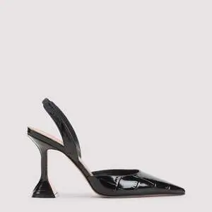 Amina Muaddi Leather Holli Sling 95 Mules - Black