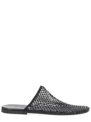 ALYSI Mesh Embellished Flat Mules - Black