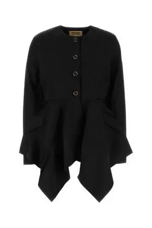 UMA WANG Viscose Blend Jacket With Draped Hem - Black