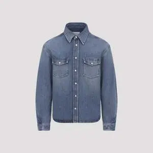 Givenchy Couture Seam Shirt In Shadow Washed Denim - Blue