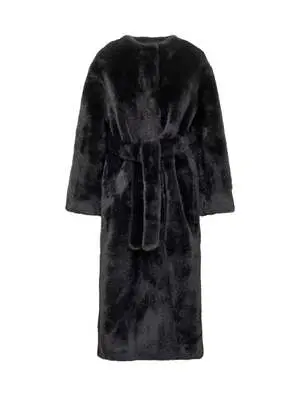 VALENTINI 1972 Chic Long Jacket With Belt - Navy