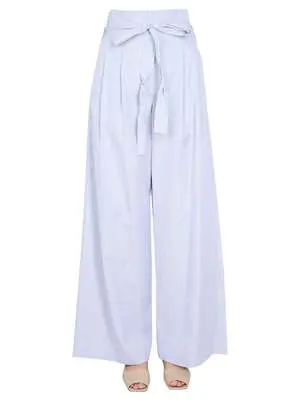 MAISON JEJIA Stripe Print Tie-waist Palazzo Pants - Azure