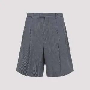 Givenchy Checked Double Pleat Bermuda Shorts In Cotton - Blue